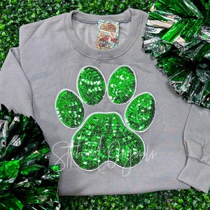 Green Sequin Paw LARGE Patch, Silver Glitter Backing, Iron On, Diy ...