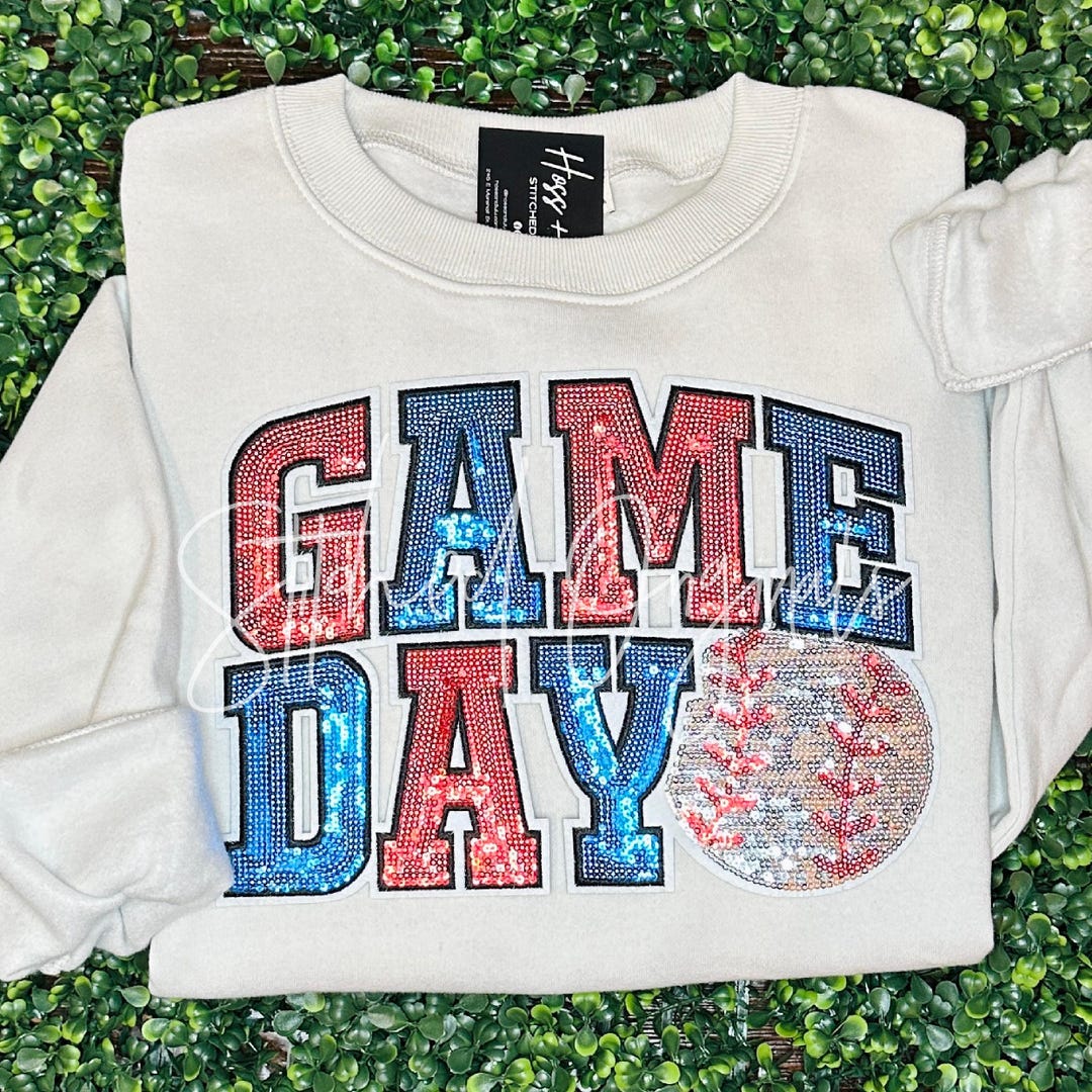 Blue and Red Game Day Baseball Patch, Iron on Patch, Sequin Patch, DIY Patch, Baseball, Gameday ...