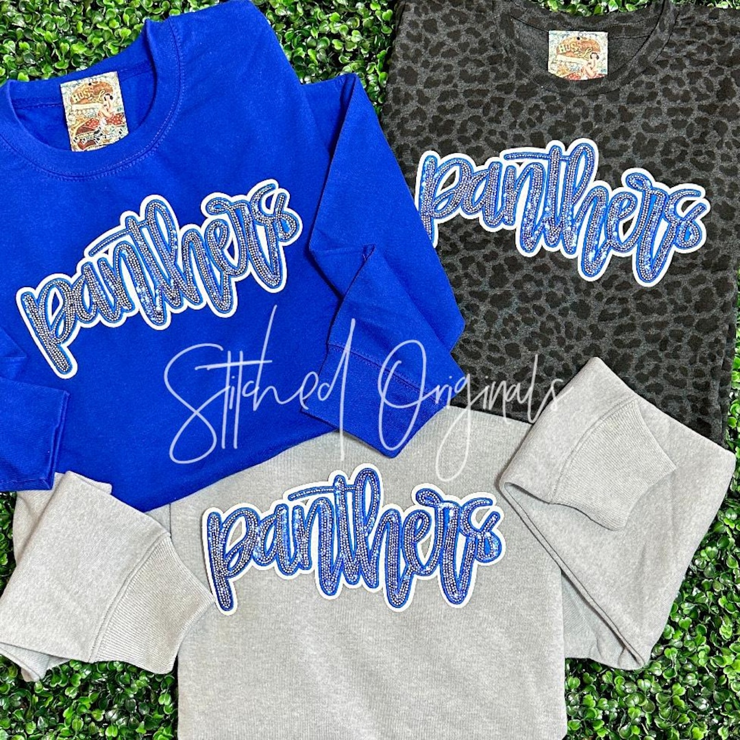 Panthers Blue Sequin Patch, WHITE Glitter Backing, DIY Patch, Iron on Patch, Game Day - Etsy