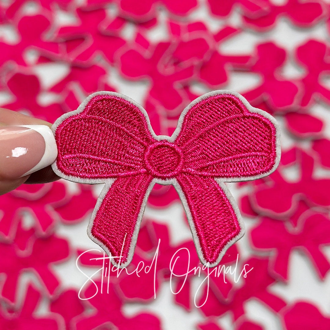 Hot Pink With White Bow Patch, Trucker Hat Patch, Iron On, DIY Patch ...