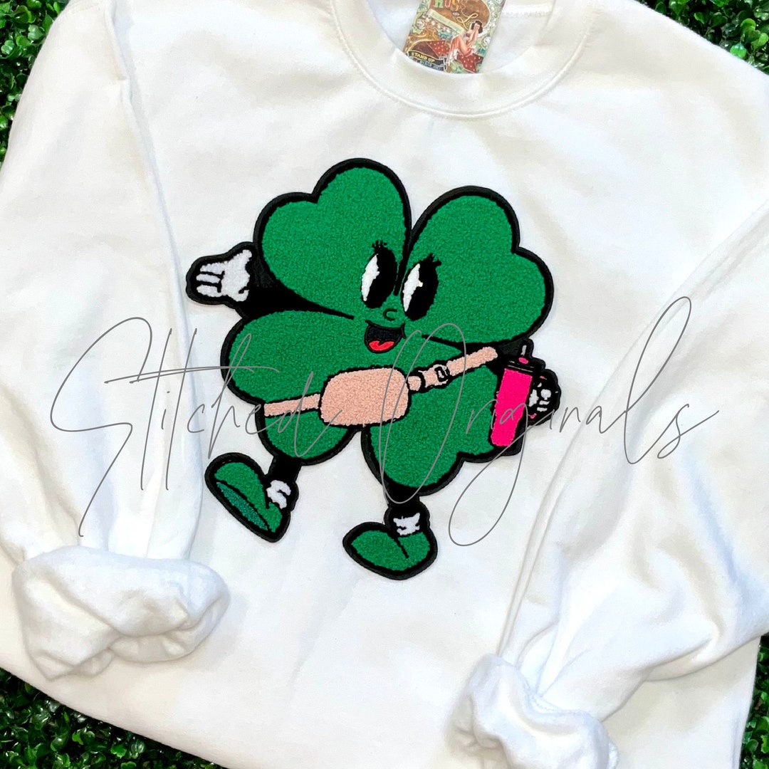 Shamrock Preppy St Patrick’s Day Chenille Patch, DIY Patch, Iron on ...
