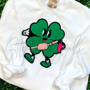 Shamrock Preppy St Patrick’s Day Chenille Patch, DIY Patch, Iron on ...