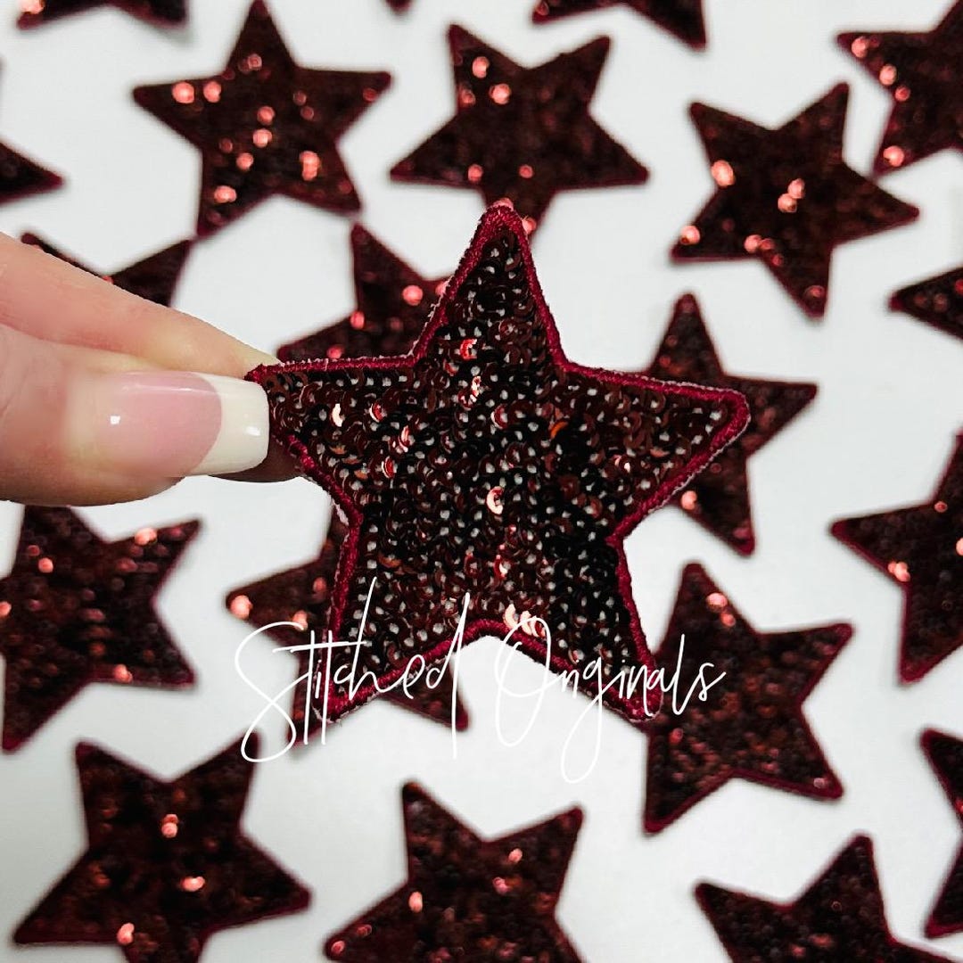 Maroon 2.5" Sequin Star Patch, Iron on Patch, DIY Patch, Sequin Star - Etsy