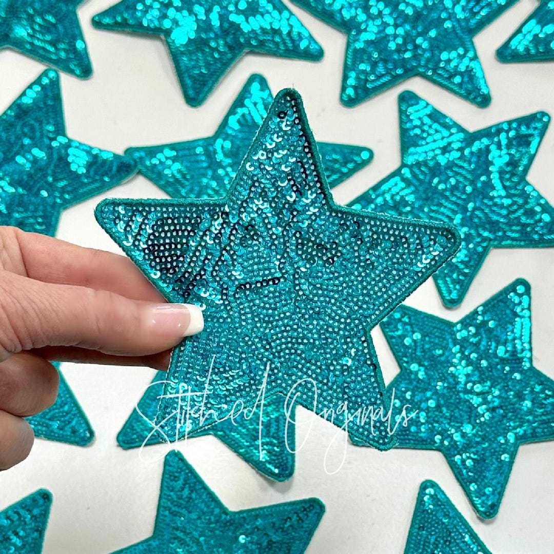 Teal 5" Sequin Star Patch, Iron on Patch, DIY Patch, Sequin Star - Etsy