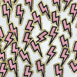 Pink Lightning Bolt Patch, Trucker Cap Patch, Iron On, DIY Patch, Pink ...
