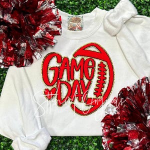 Red Football Game Day Chenille Patch, Gold Glitter Preppy Patch - Etsy