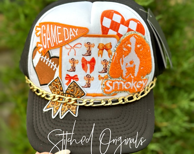 Tennessee Custom Trucker Cap, Smokey Football Theme Trucker Hat, Multi ...