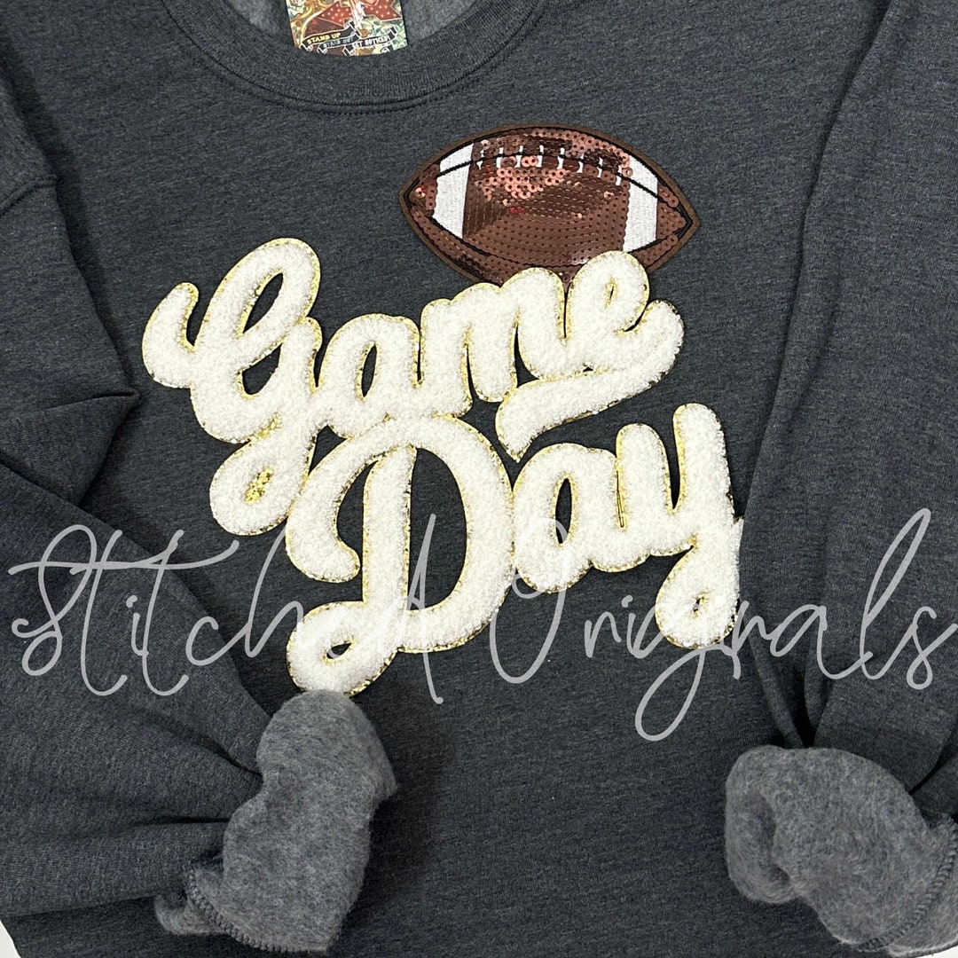 NEW White Game Day Chenille Patch, Iron on Patch, Game Day, Diy Patch ...