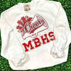 Cheer Chenille and SILVER Sequin BLING Megaphone Patch, DIY Patch, Iron ...