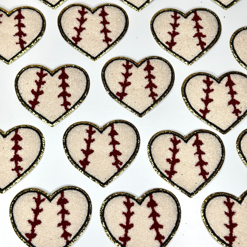 Baseball GOLD Glitter Heart Patch DIY Patch Baseball Iron on - Etsy