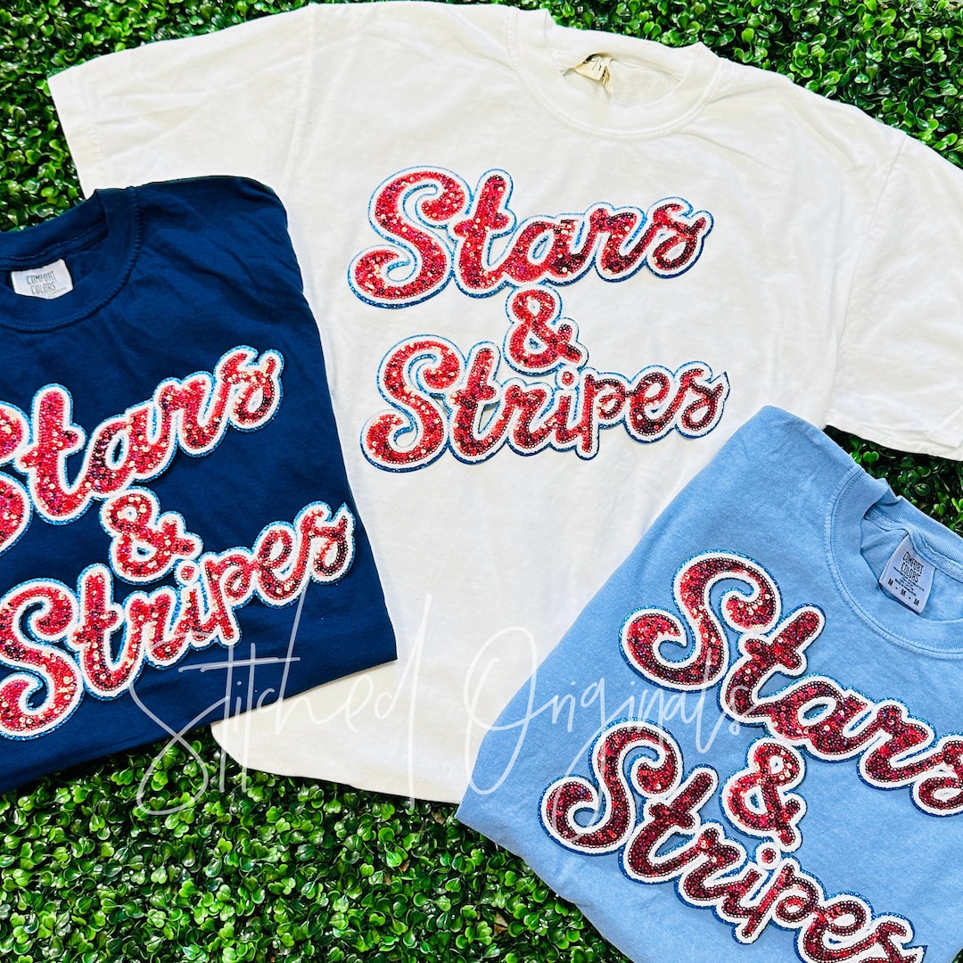 Stars and Stripes Sequins Patch, Iron on America Patch, DIY Patch, Red ...