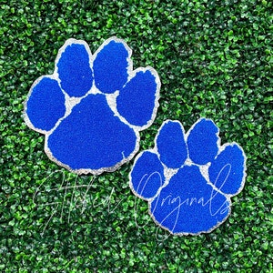 Chenille Large ROYAL BLUE Paw Patch, Silver Glitter, Iron On, Diy Patch ...