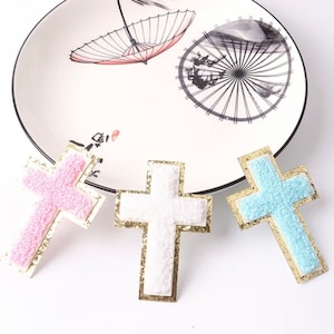 Chenille Cross Patch With Gold Glitter, Cross Patch, DIY Patch, Iron on ...