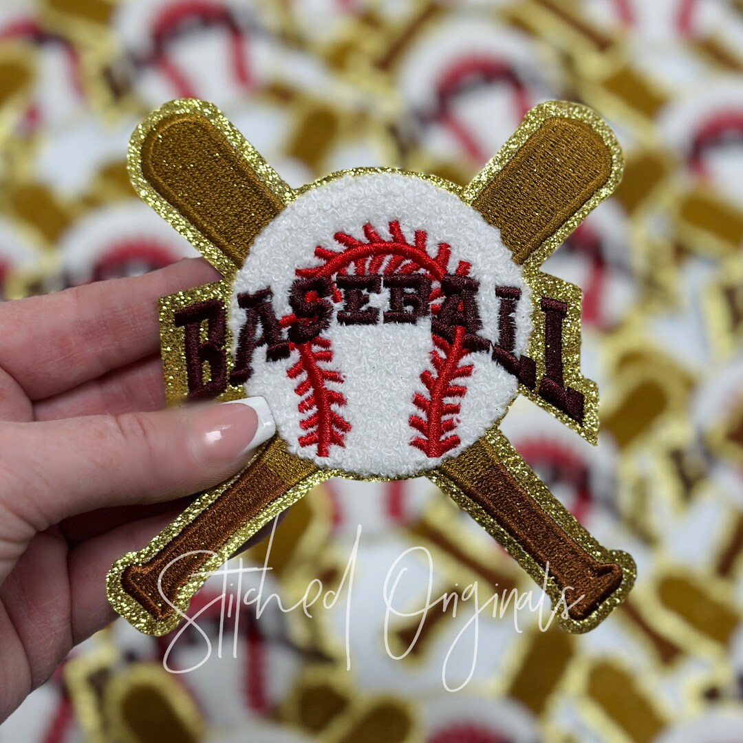 Gold Glitter Baseball Patch: Iron-on Chenille Applique - Etsy