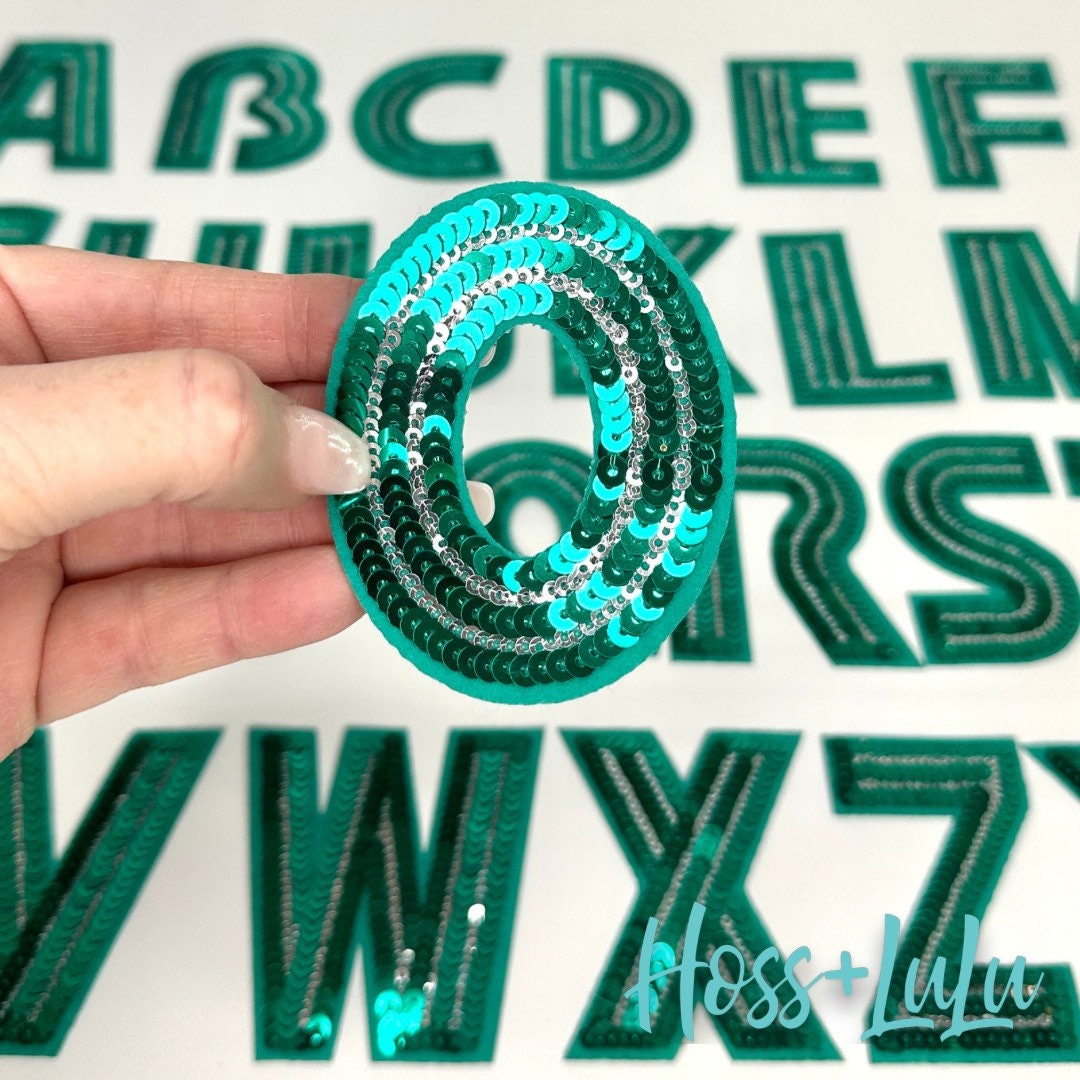 Teal Sequin Letter Patch, Silver Accents, Iron on DIY - Etsy