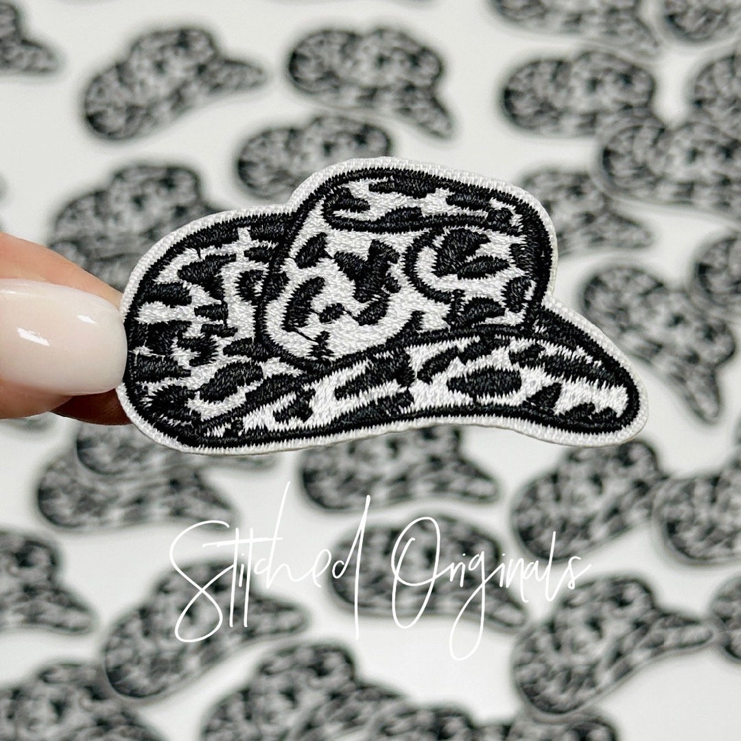 Black Cow Print Cowboy Hat Patch, Trucker Hat Patch, Iron On, DIY Patch, Cowboy Hat Patch - Etsy