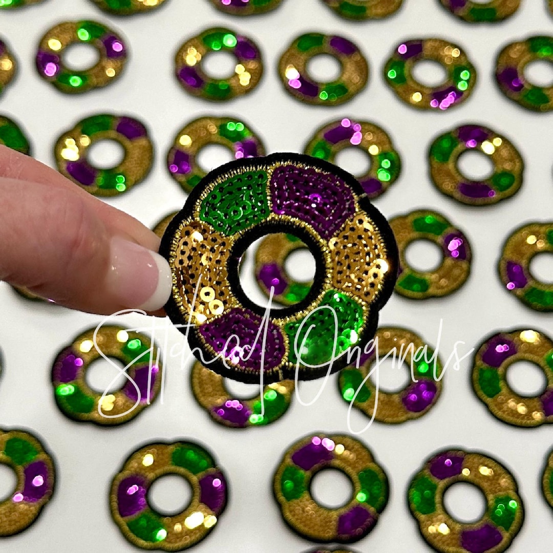 Sequin Mardi Gras King Cake Patch, Iron on Patch, Diy Patch, Mardi Gras ...