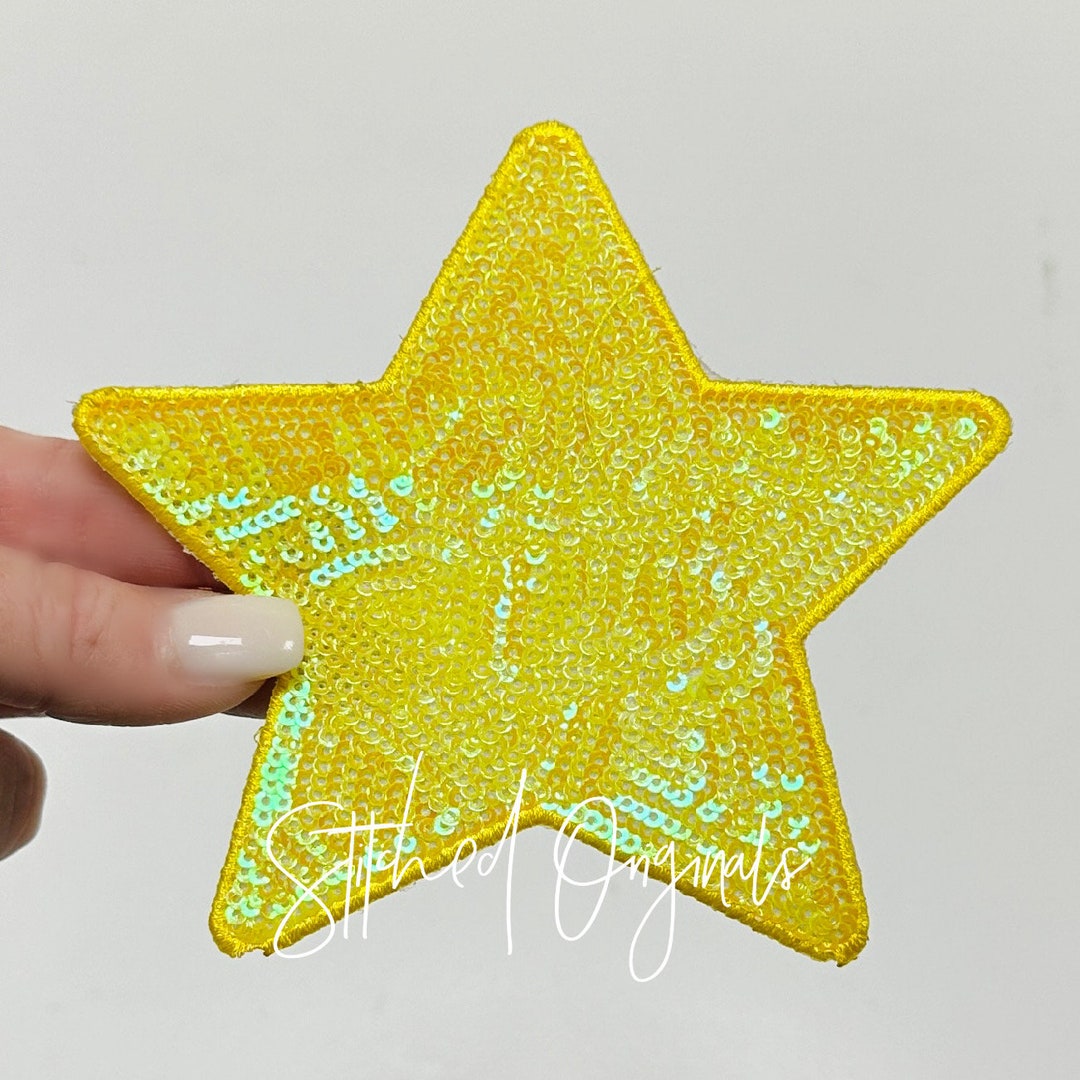 Yellow 5" Sequin Star Patch, Iron on Patch, DIY Patch, Sequin Star - Etsy