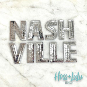 Nashville 3.12"h Silver Sequin Letter Set, Sequin Iron on Letters ...