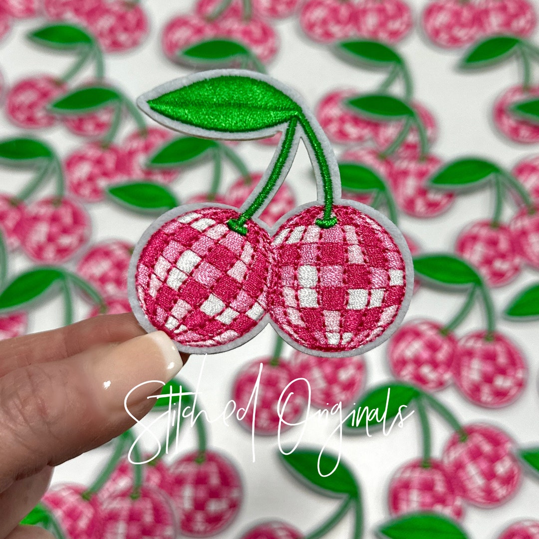 Pink Cherry Patch, Trucker Cap Patch, Iron On, DIY Patch, Cherry Patch ...