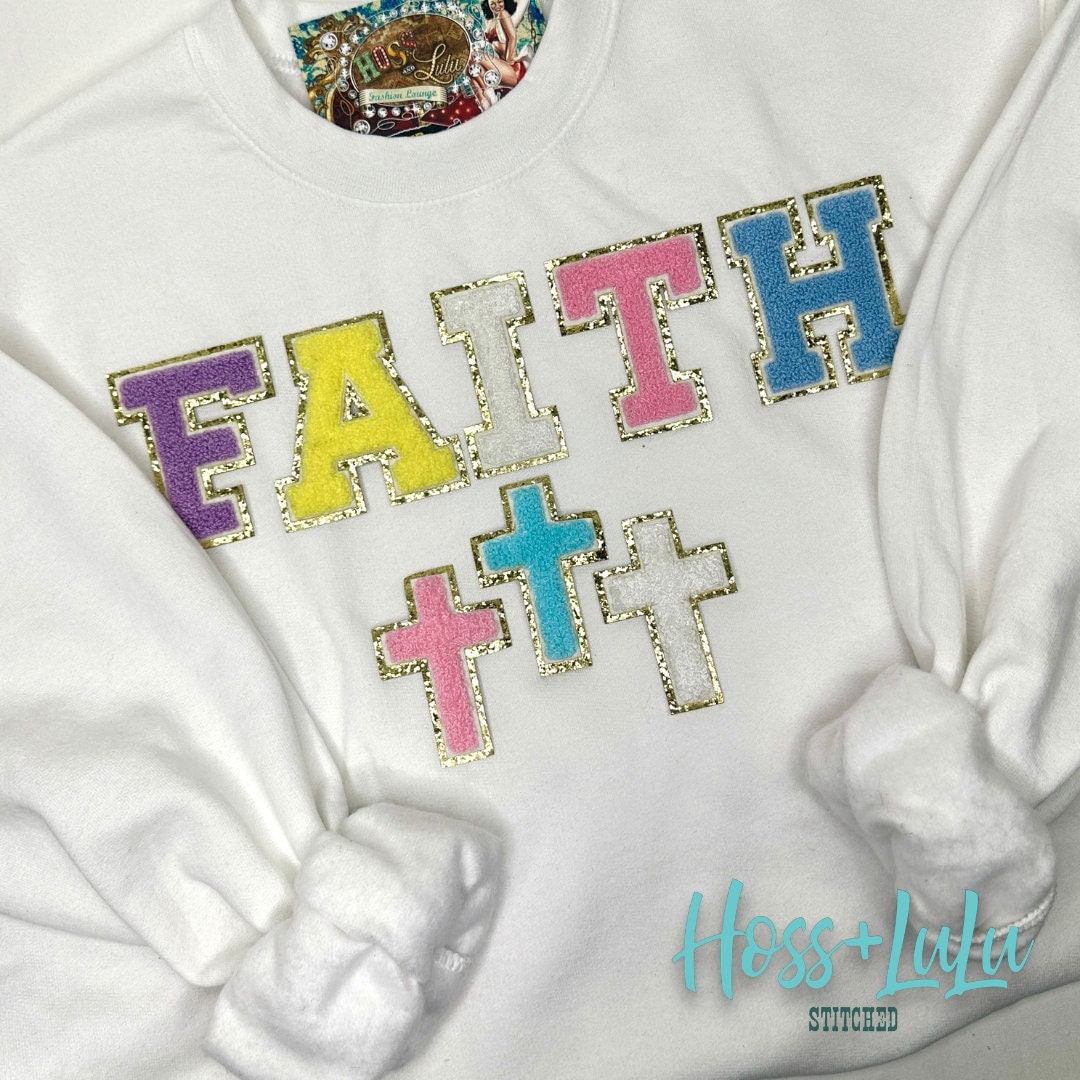 Chenille Cross Patch With Gold Glitter, Iron on Patch (2.13x3.12) - Etsy