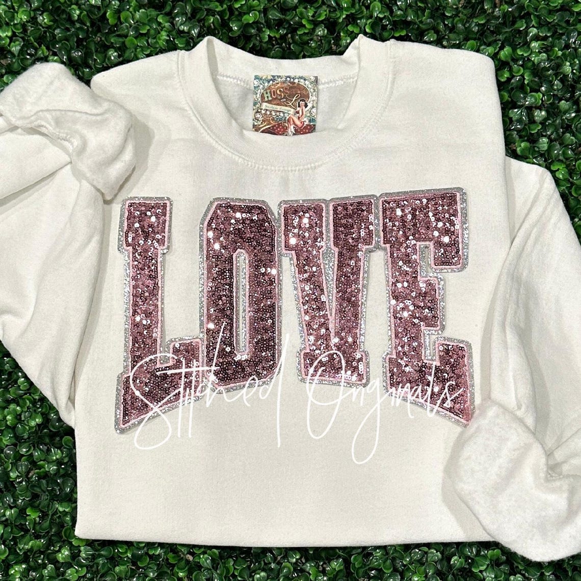 Love Sequin Iron on Patch, Custom Sequin Patch With Silver Glitter, DIY ...