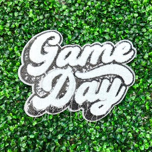Game Day Black Sequin and Chenille Patch, Game Day, Diy Patch, Silver ...