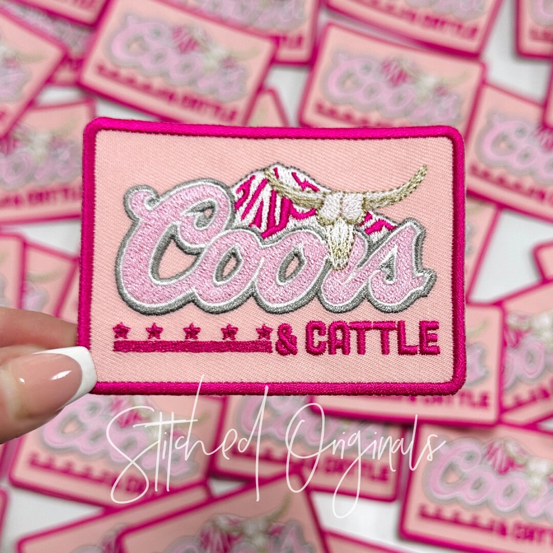 Pink Cattle Patch, Trucker Cap Patch, Iron On, DIY Patch, Cowgirl Patch ...