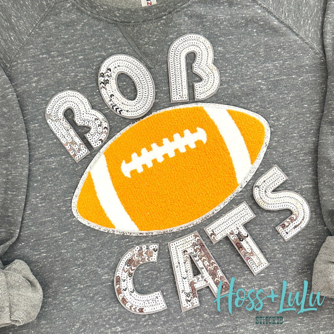 Bobcats 3.12"h Silver Sequin Letter Set, Sequin Iron on Letters, Bobcats, Highschool, DIY Patch ...