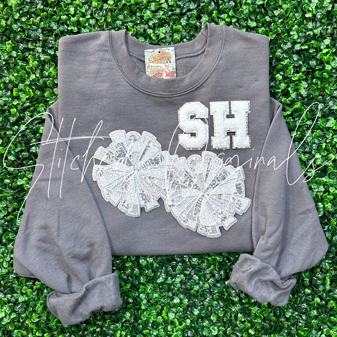 Pom Pom White, Silver Cheer Sequin Patch, DIY Patch, Iron on Patch - Etsy