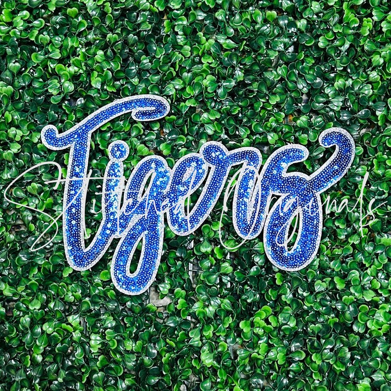 Tigers Sequin Patch, Royal Blue, SILVER Glitter Backing, DIY Patch ...