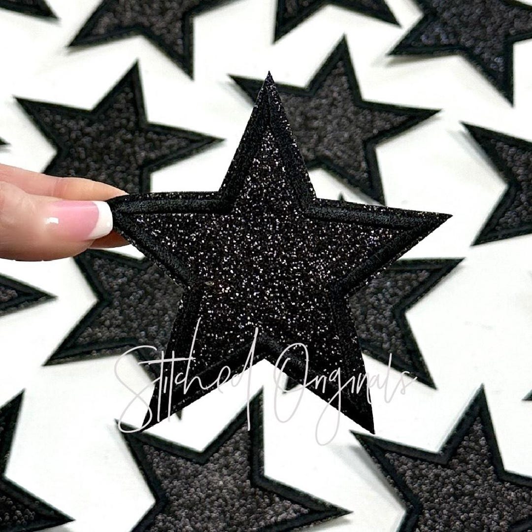 Black Glitter Star Patch, Trucker Cap Patch, Iron On, DIY Patch, Star Patch - Etsy
