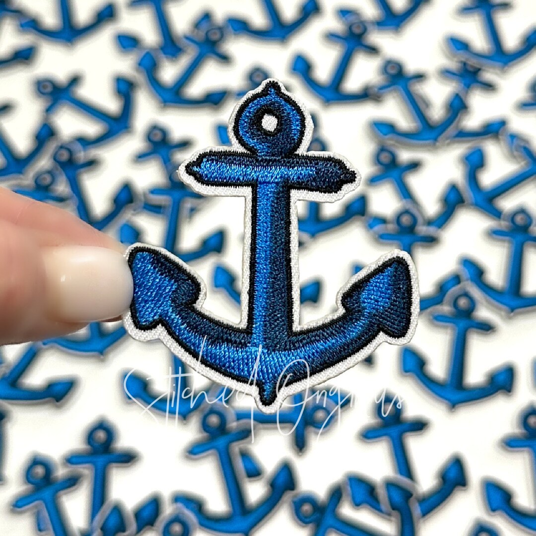 Blue Embroidered Anchor Patch, Iron on Applique - Etsy