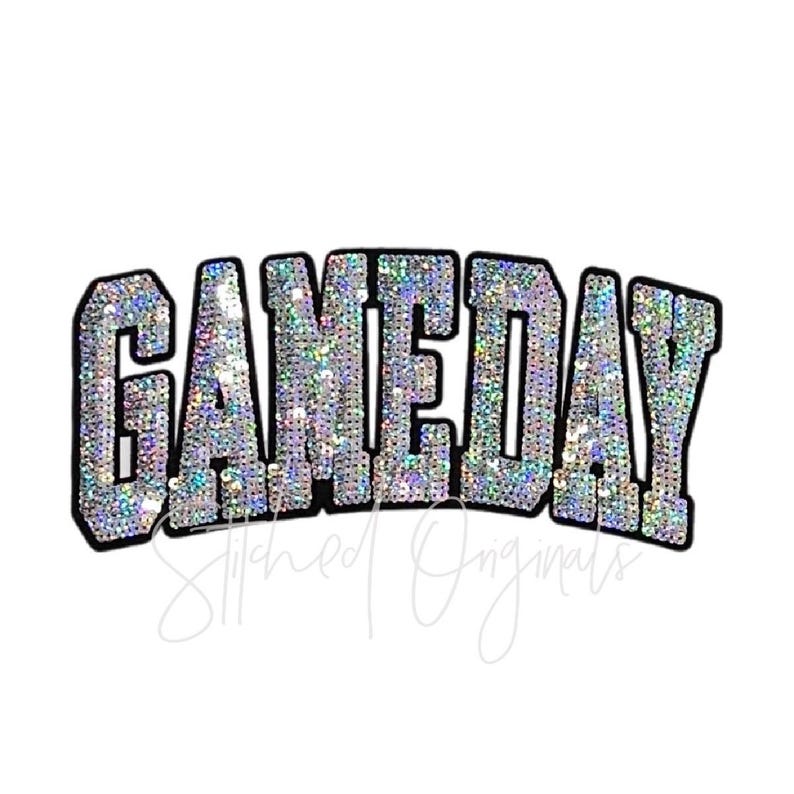 Gameday Silver Sequin and Black Patch, DIY Patch, Iron on Patch, Game ...
