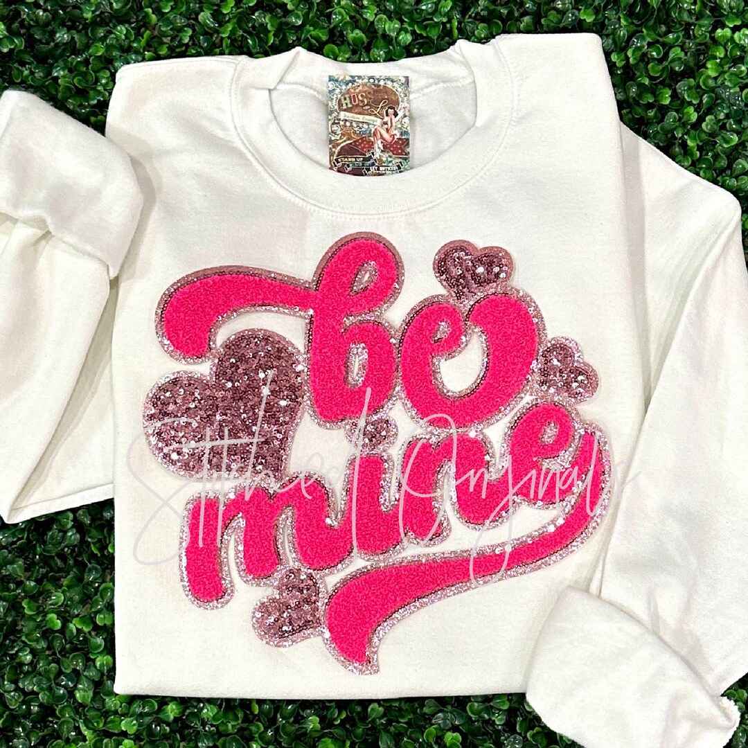 Be Mine Chenille Patch With Sequin Hearts, Valentine's Day Patch, DIY Patch, Iron on Patch - Etsy
