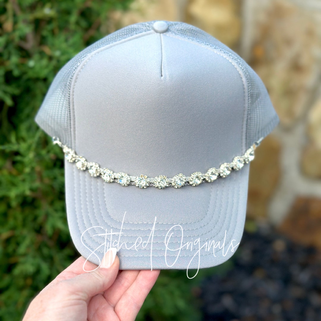 Rhinestone Silver Plated Hat Chain, Trucker Hat Chain, Rhinestone - Etsy