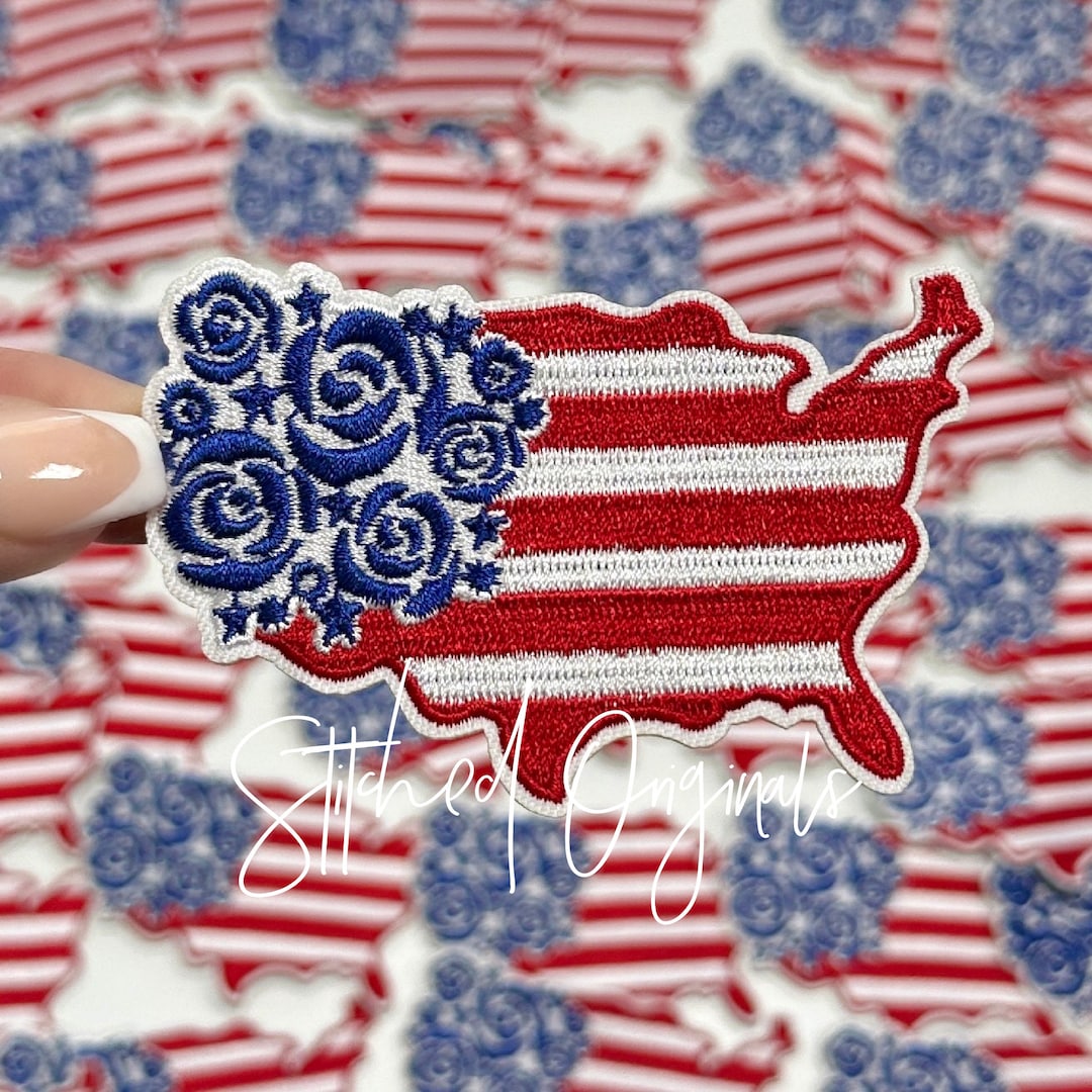 USA Rose Patriotic Patch, Trucker Cap Patch, Iron On, DIY Patch, Preppy ...