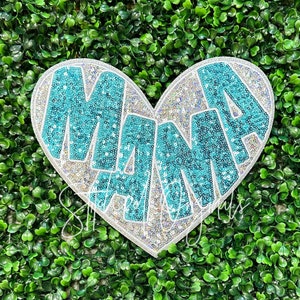 MAMA Heart Sequin Patch, Iron on Patch, Sequin Patch, DIY Patch, Preppy Mom, Mothers Day - Etsy