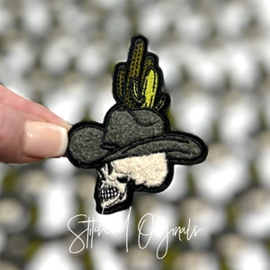 Cactus Skull Cowboy Hat Embroidered Patch, Iron On - Etsy