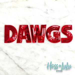 DAWGS 3.12h Red Sequin Letter Set, Sequin Iron on Letters, Dawgs ...