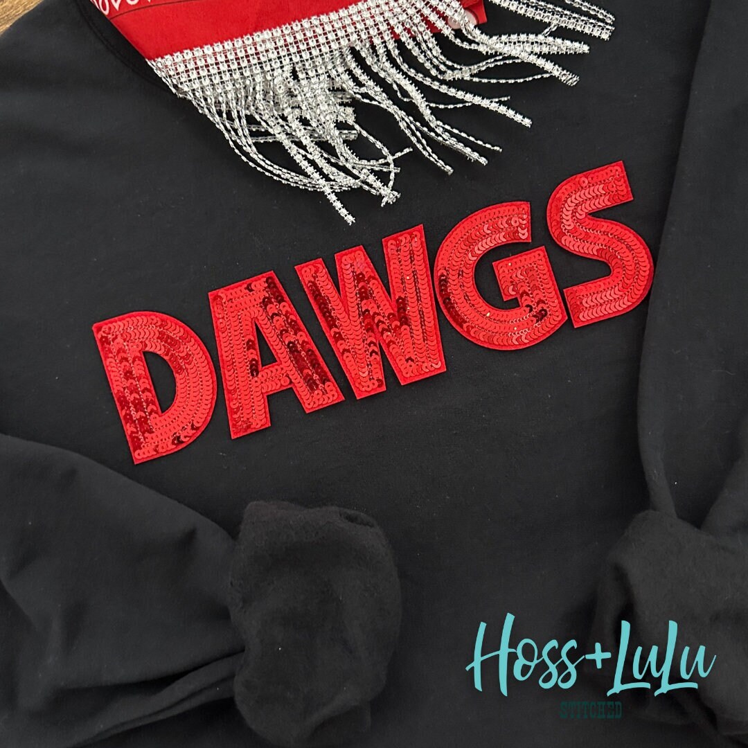DAWGS 3.12h Red Sequin Letter Set, Sequin Iron on Letters, Dawgs ...