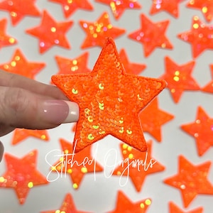 Orange 2.5" Sequin Star Patch, Iron on Patch, DIY Patch, Sequin Star - Etsy