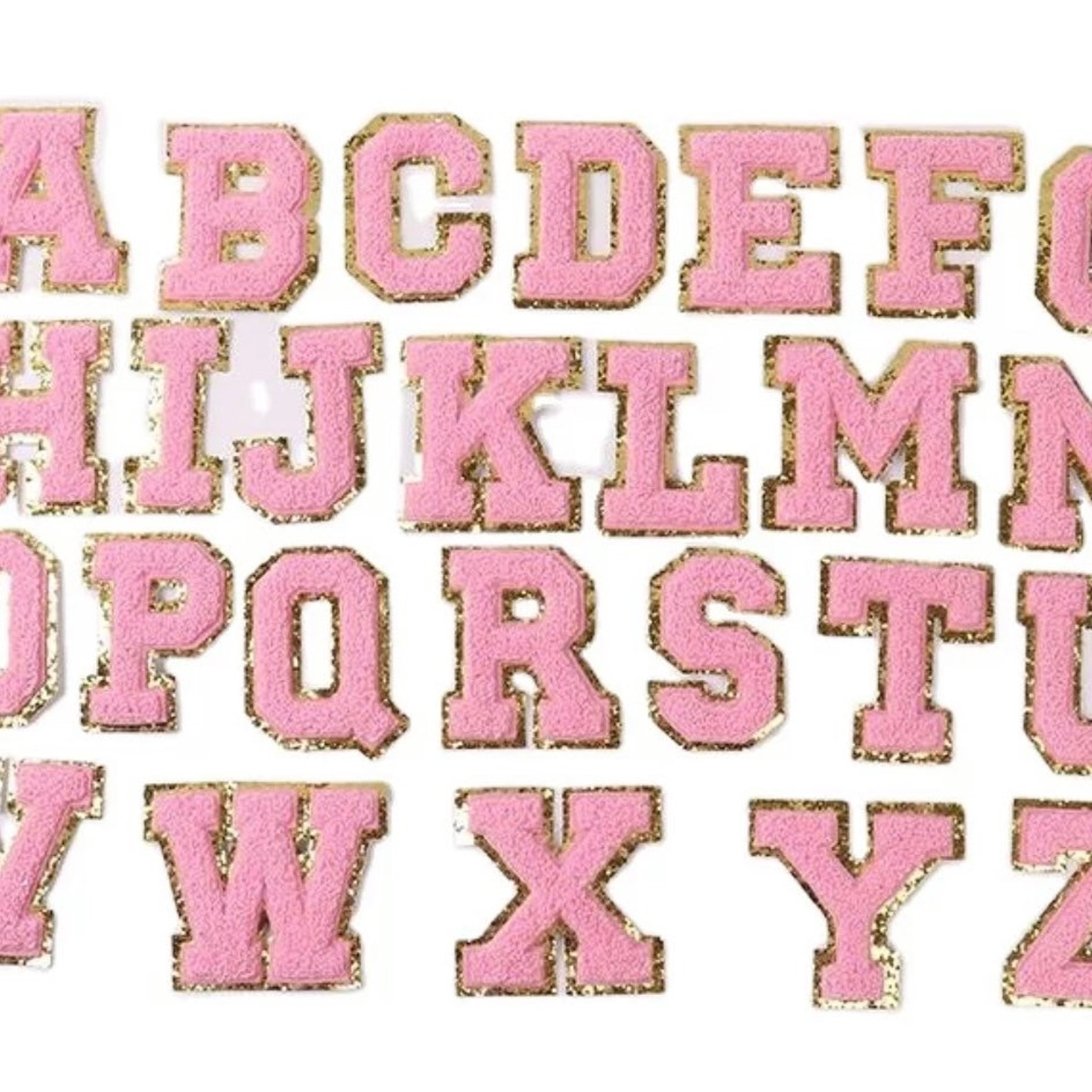 Pink 3.12 Chenille Letters Gold Glitter Varsity Letter - Etsy