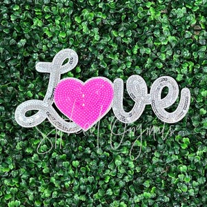 Love Heart Sequin Iron on Patch, Silver Glitter, DIY Applique - Etsy