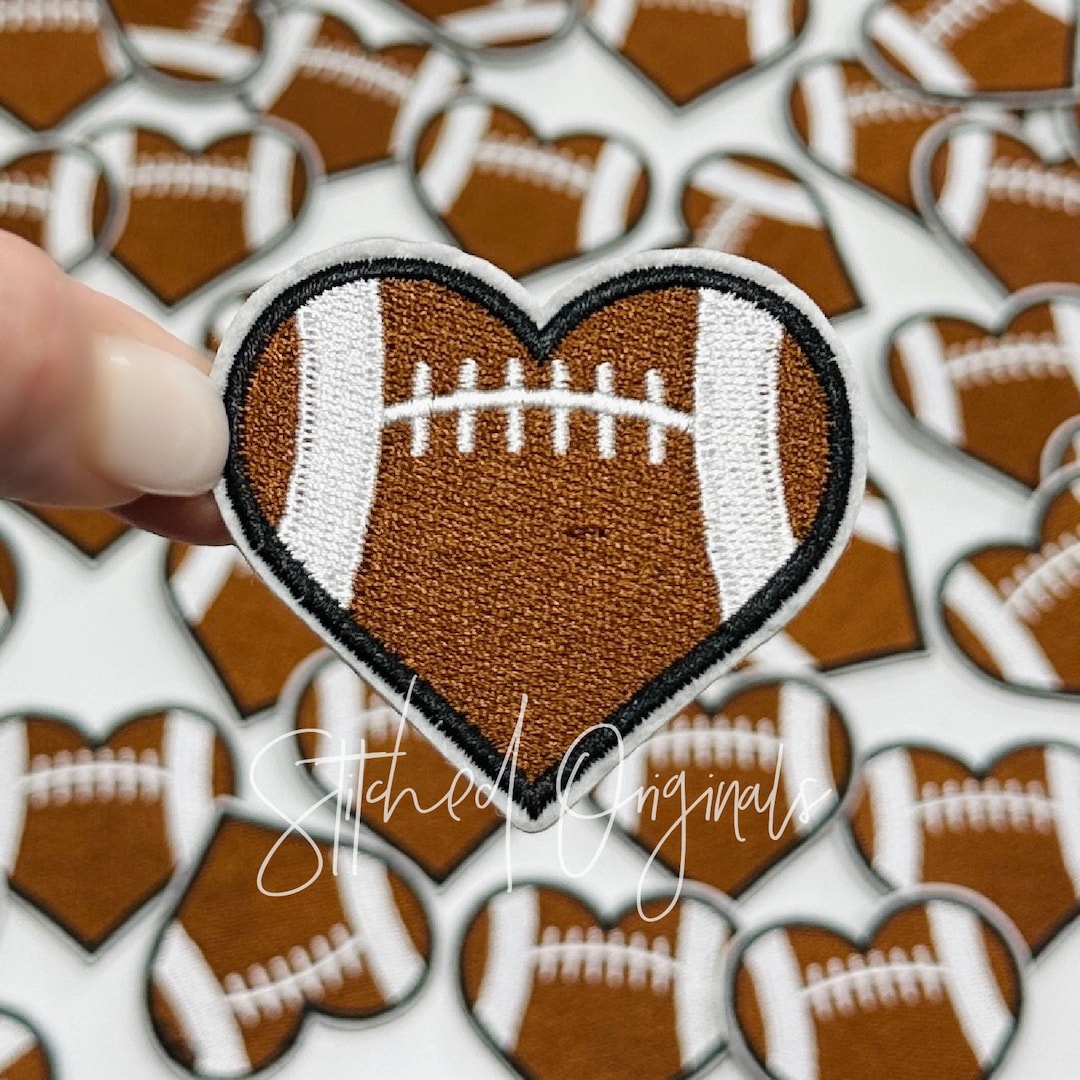 Football Heart Small Patch, Football Patch, Diy Patch, Iron on Patch ...