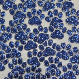 Royal Blue Sequin Paw Patch, Silver Glitter, Iron On, Diy Patch, Game ...