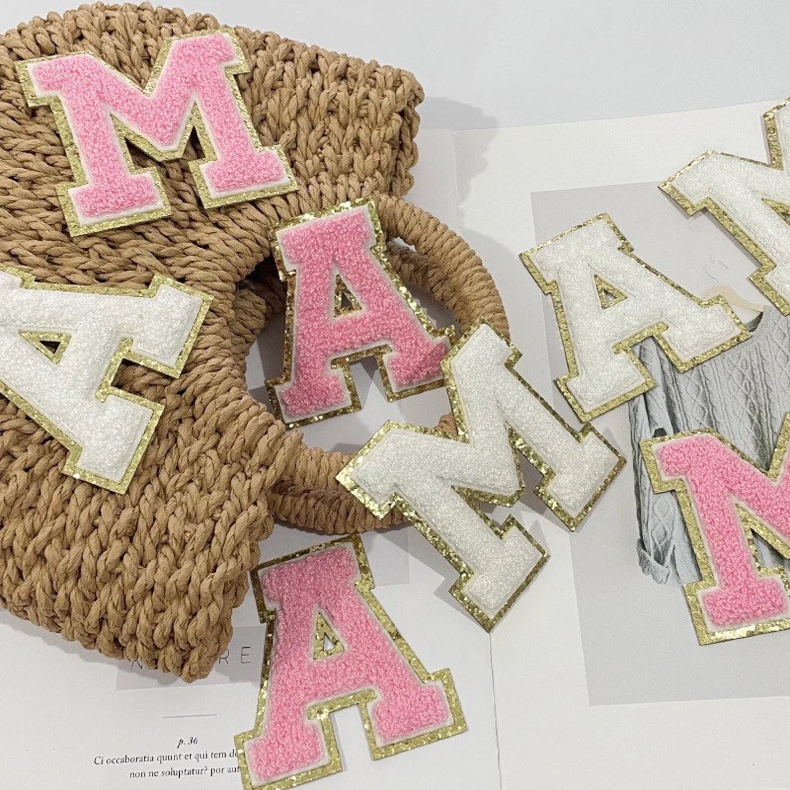 Pink 3.12 Chenille Letters Gold Glitter Varsity Letter - Etsy