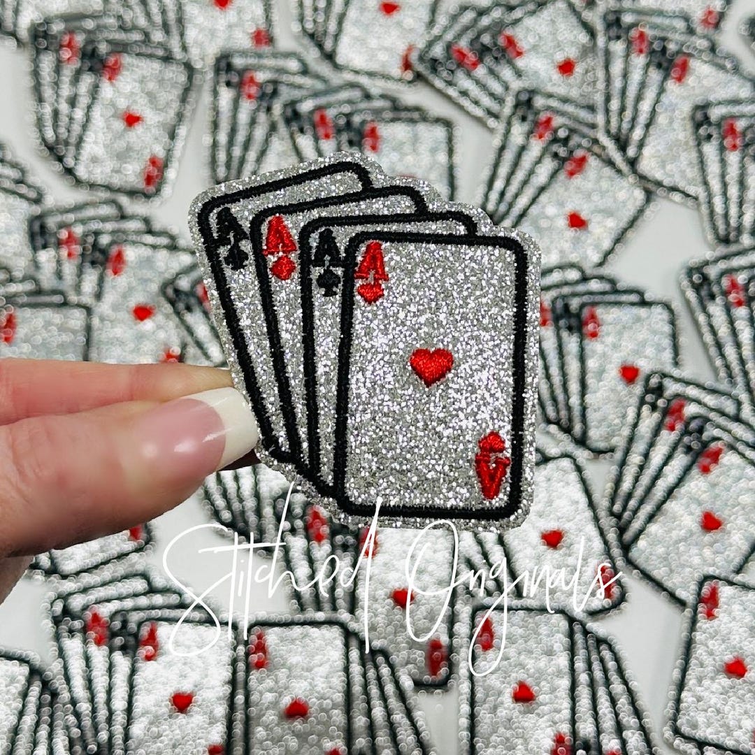 Ace Cards Silver Glitter Patch, Trucker Cap Patch, Iron On, DIY Patch ...