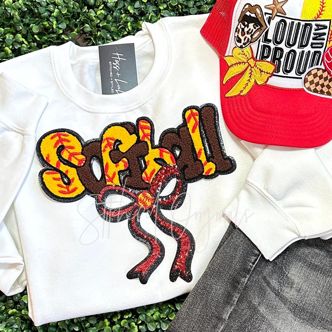 Softball Sequin Chenille Patch, Iron on Patch, Game Day, Diy Patch, Softball With Bow Patch - Etsy