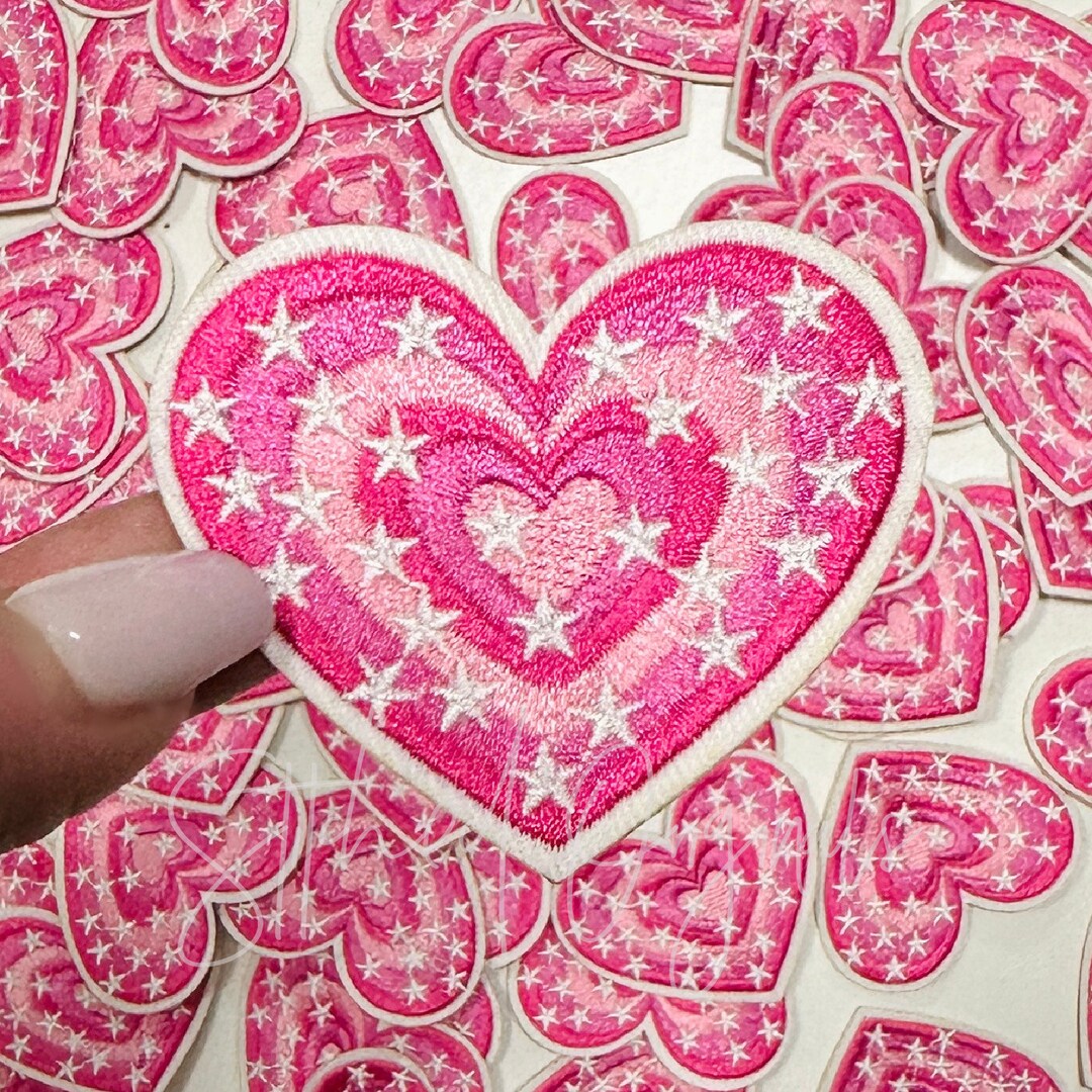 Pink Heart Patch, Trucker Cap Patch, Iron On, DIY Patch, Preppy Patch ...